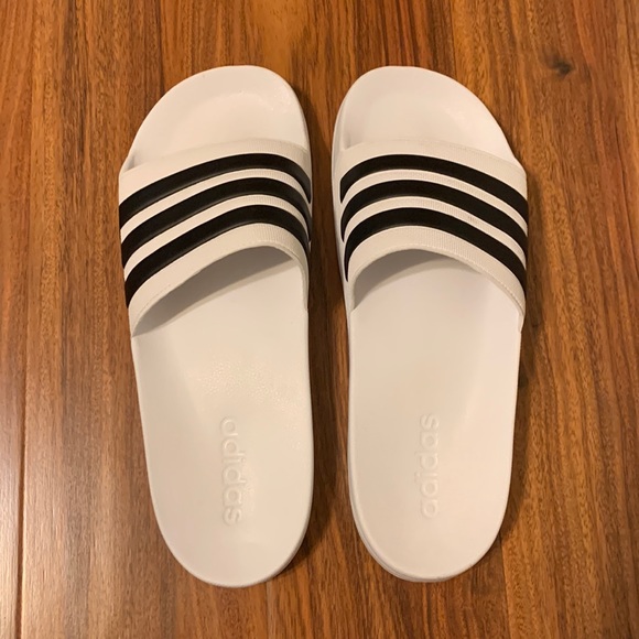 adidas | Shoes | Adidas Cloud Foam Slip On Slides Mens Size 1 White And ...